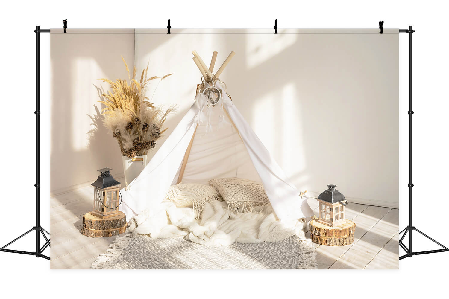 Boho Cosy Indoor Small Tent Knitted Blanket Dreamcatcher Backdrop M2-2 ...