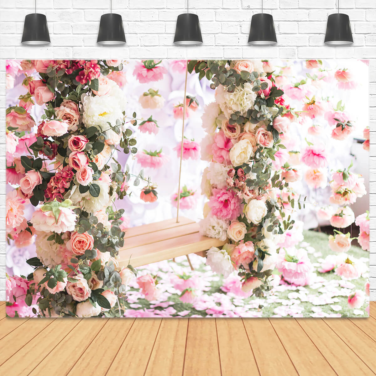 Spring Romantic Pink Rosaceae Flower Vine Tangled Swing Backdrop M2-24 ...