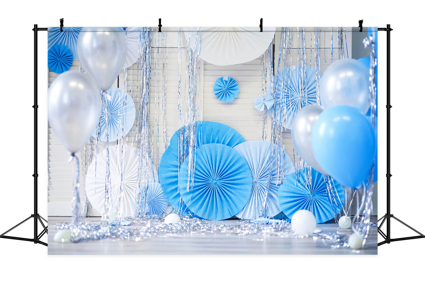 Birthday Party Ocean Blue Paper Sculpture Decoration Ribbon Balloon Ba ...