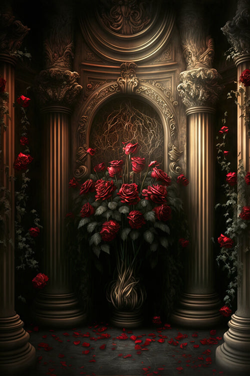 Retro Palace Interior Flower Photo Booth Backdrop M5-07