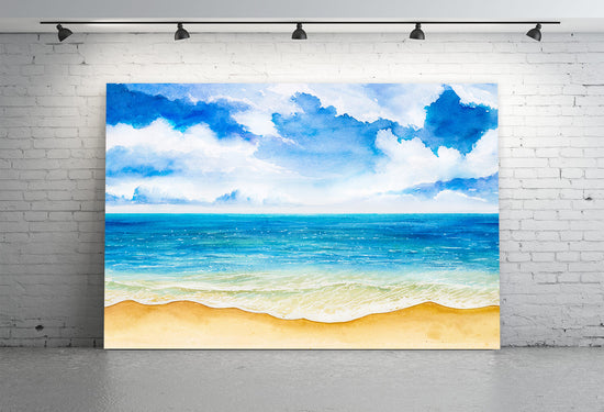 Hand-drawn Watercolor Ocean Waves Backdrop M5-120 – Dbackdrop