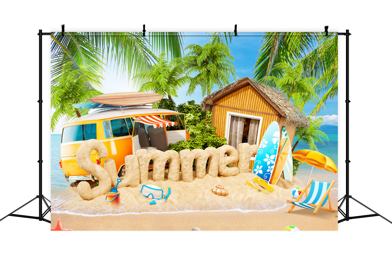 Summer Beach Sand Tropical Island Backdrop M5-124 – Dbackdrop