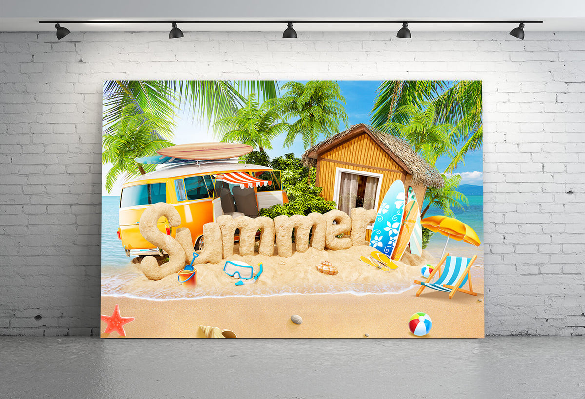 Summer Beach Sand Tropical Island Backdrop M5-124 – Dbackdrop