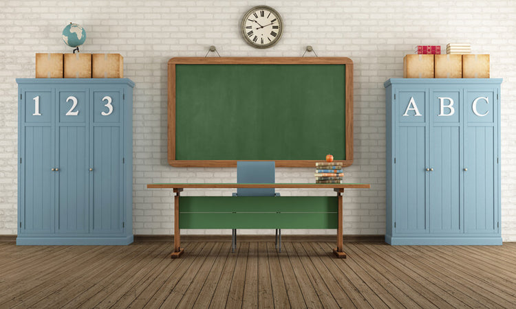 Back to School Retro Classroom Cabinets Backdrop M5-132 – Dbackdrop
