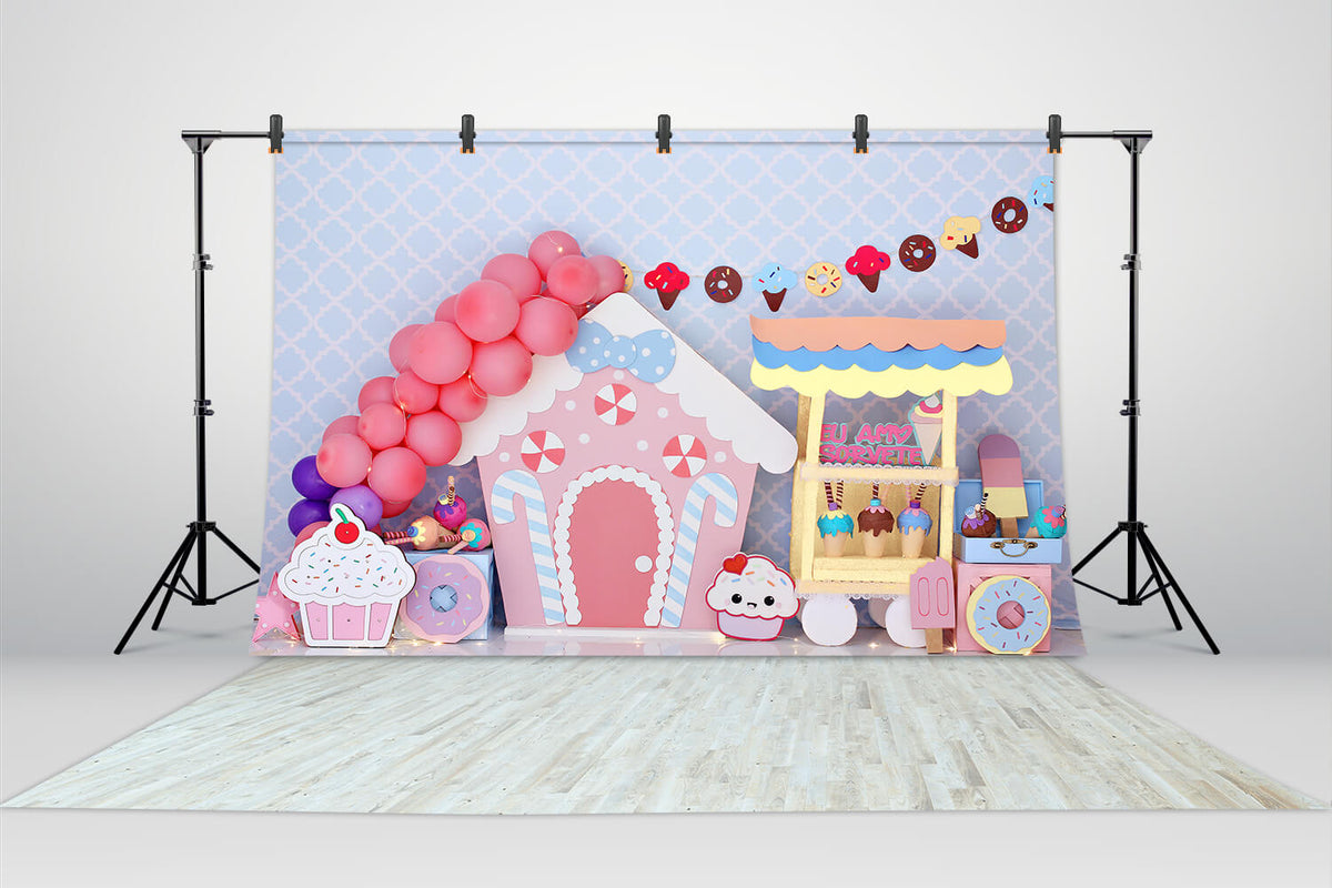 Pink Candy House Children Photography Backdrop M5-141 – Dbackdrop