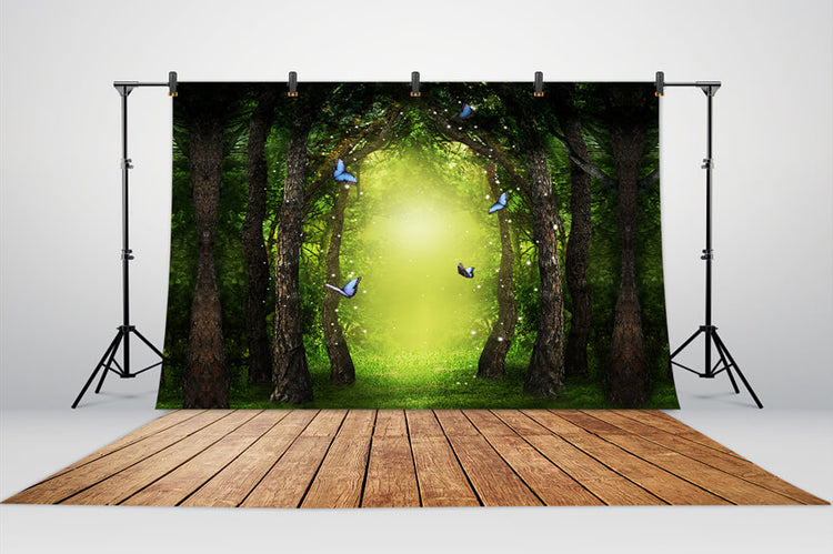 Mythical Forest Butterflies Magic Light Backdrop M5-159 – Dbackdrop