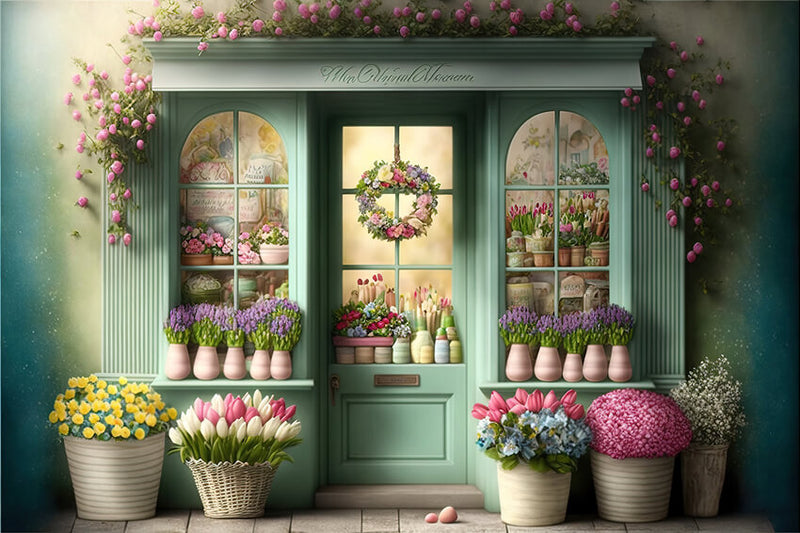 Flower Shop Window Photo Booth Backdrop M5-37