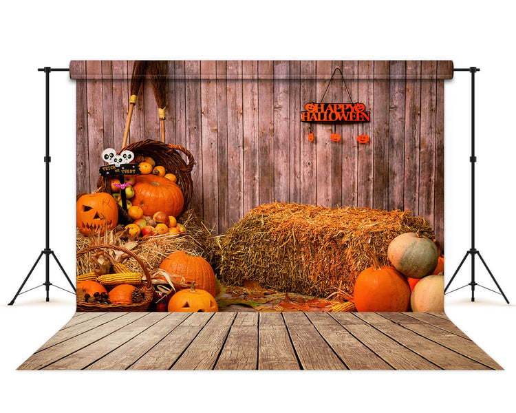 Pumpkin Haystack Autumn Halloween Backdrop M6-32 – Dbackdrop