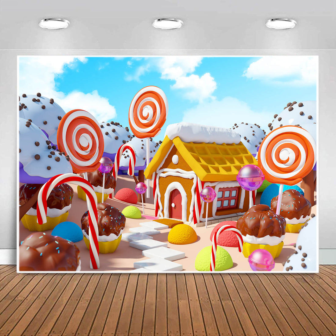Candy Land Gingerbread House Xmas Backdrop M7-10 – Dbackdrop
