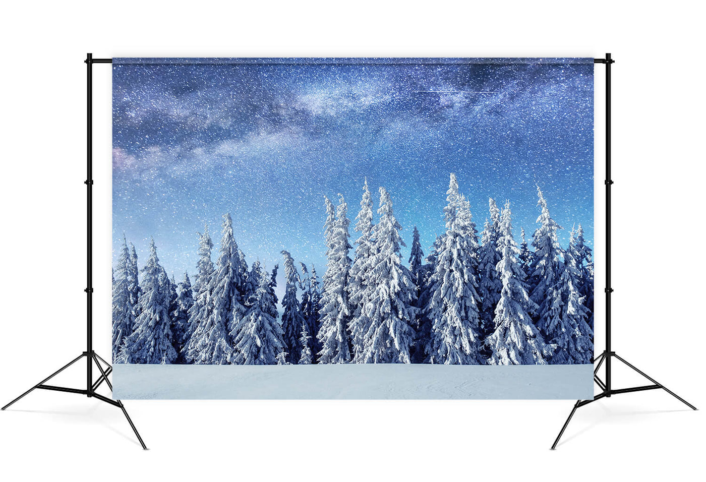 Winter Starry Sky Snowy Tree Forest Backdrop M7-24