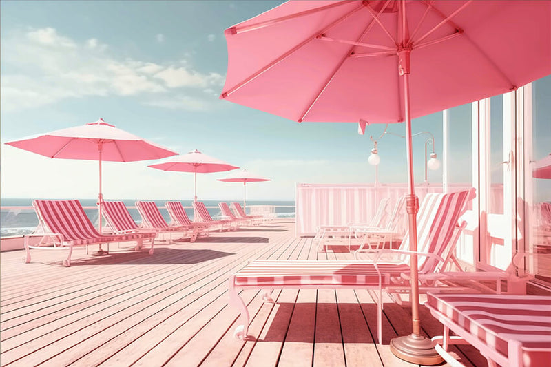 Pink Beach Umbrella Fashion Doll Backdrop M7-97