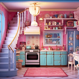 Pink Doll Kitchen Backdrop for Photography M8-36 – Dbackdrop