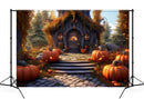 Autumn Pumpkin Cute Wooden House Backdrop M9-85 – Dbackdrop