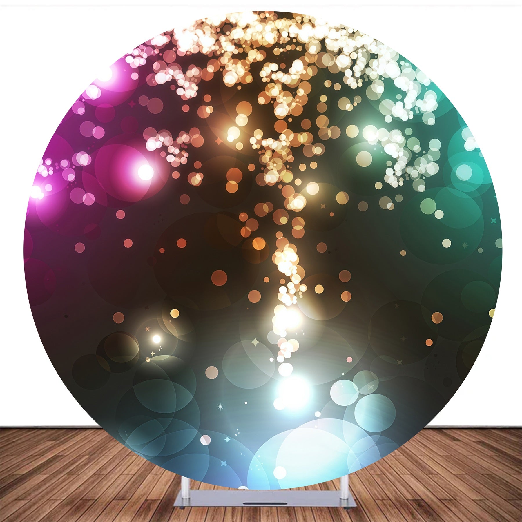 Custom Round Backdrop Cover Sparkling Light Bokeh Holiday Backdrop MRR