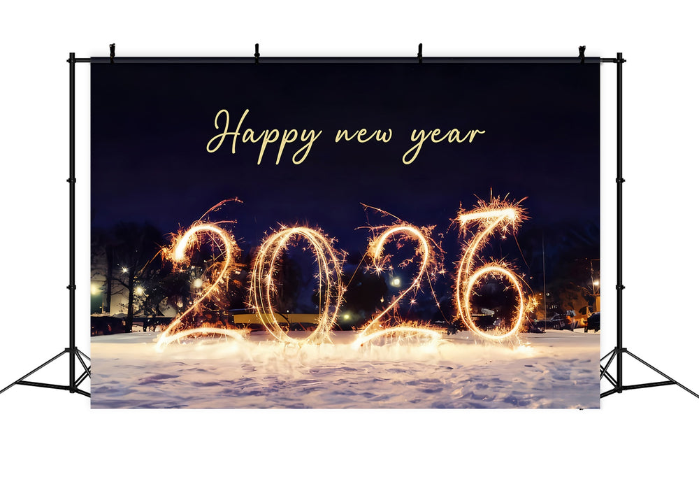 Happy New Year Backdrop Sparkling Night Firework Numbers New Year Back
