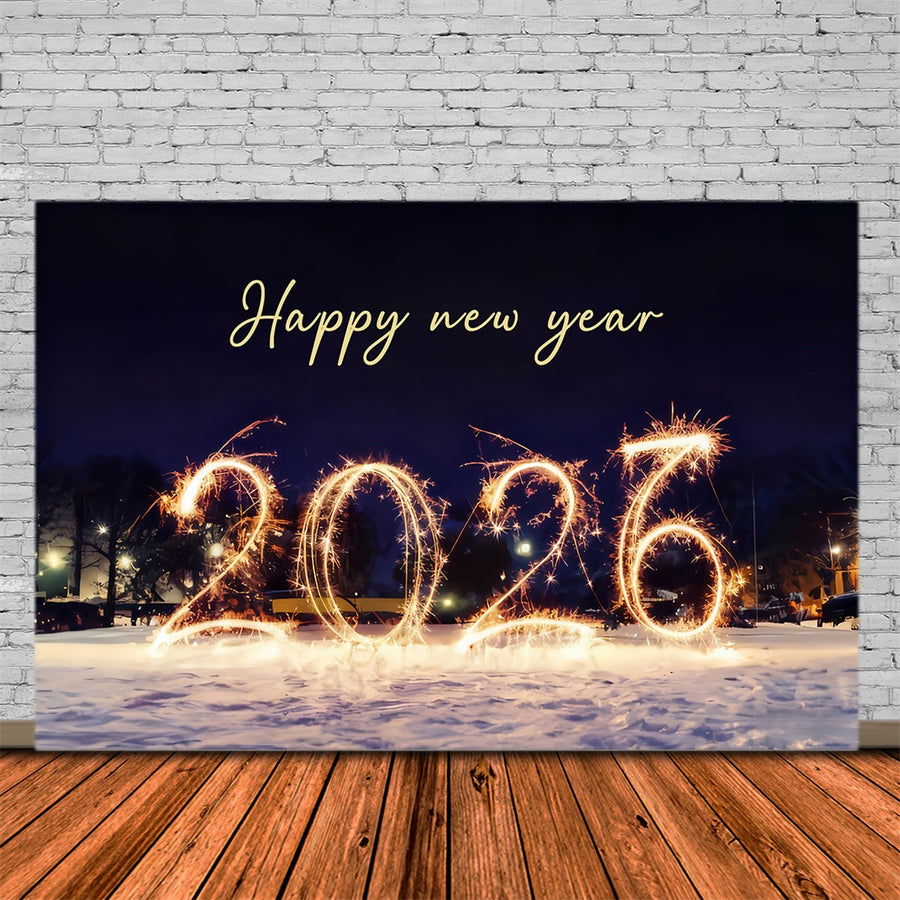 Happy New Year Backdrop Sparkling Night Firework Numbers New Year Back