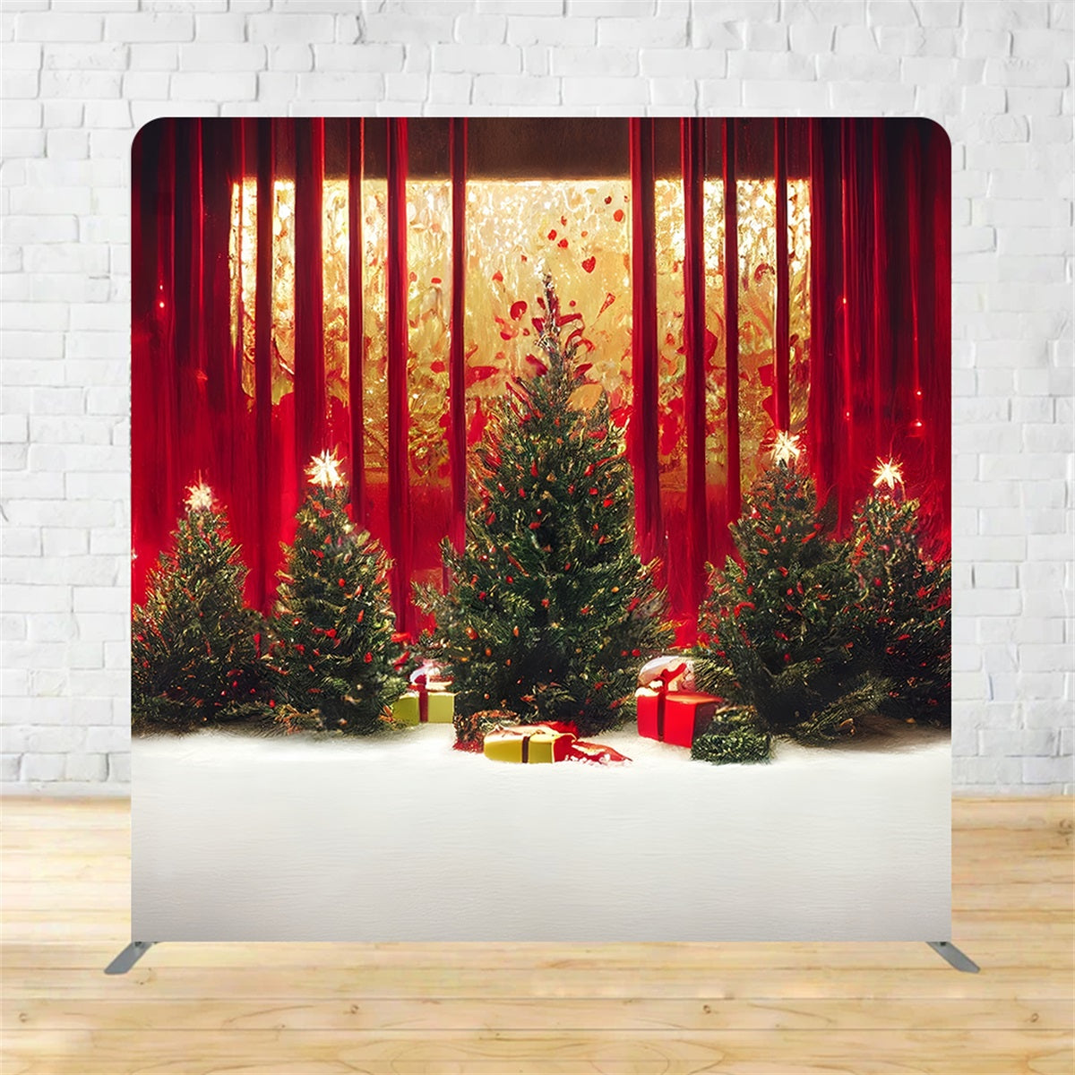 Tension Backdrop Red Curtain Christmas Trees Holiday Backdrops MRR10-2