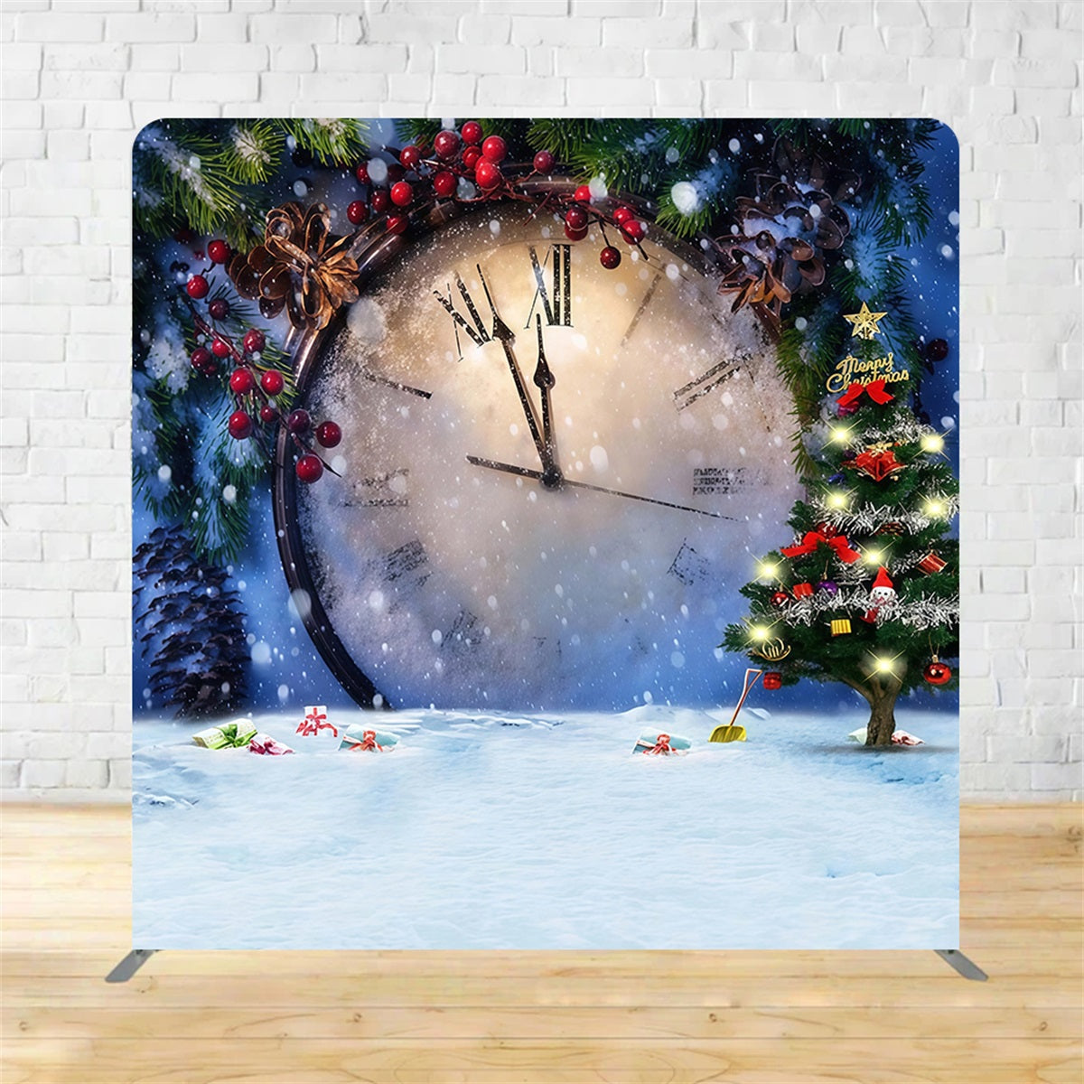Square Backdrops Midnight Clock Winter Magic Christmas Backdrop MRR10-