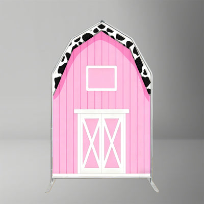 Barn Theme Backdrop Pink Barn Farm Arch Backdrop MRR10-64