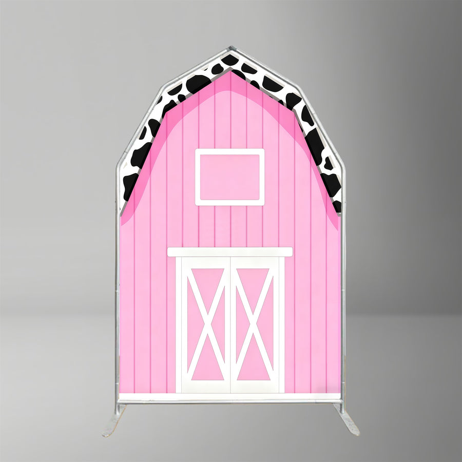 Barn Theme Backdrop Pink Barn Farm Arch Backdrop MRR10-64