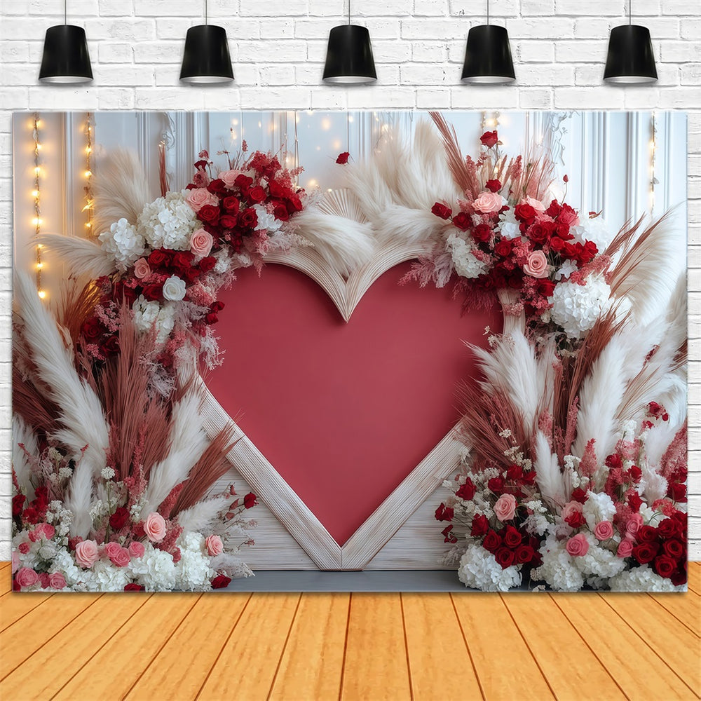 Valentine Heart Backdrop Boho Love Heart Valentine's Day Backdrop MRR1