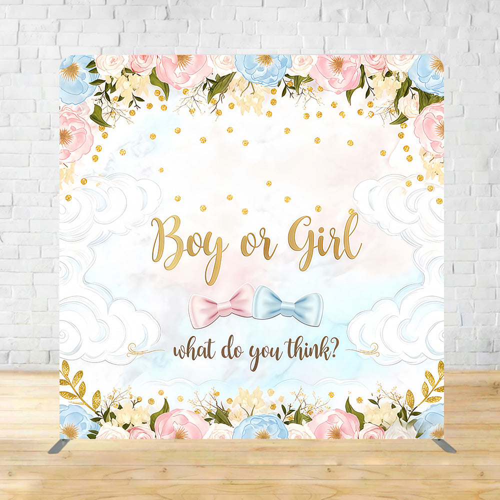 Square Backdrops Pastel Floral Gender Reveal Baby Shower Backdrop MRR1
