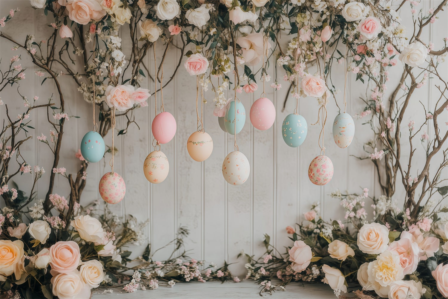 Easter Egg Backdrop Hanging Pastel Blossom Eggs Easter Backdrop Ideas