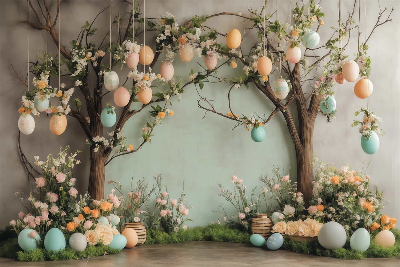 Easter Egg Hunt Backdrop Spring Blossom Egg Garden Easter Backdrop MRR