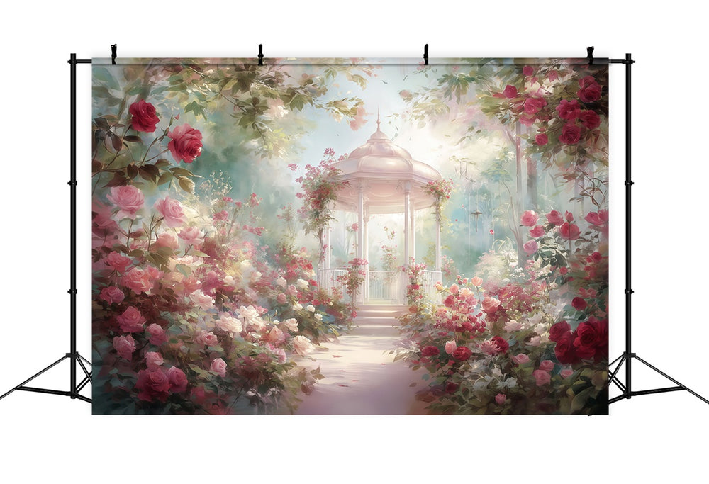 Fine Art Backdrops Rose Gazebo Garden Fabric Backdrop MRR7-181