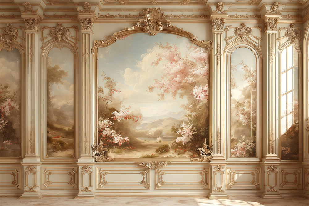 Vintage Wall Backdrop Scenic Garden Palace Wall Backdrop MRR7-217