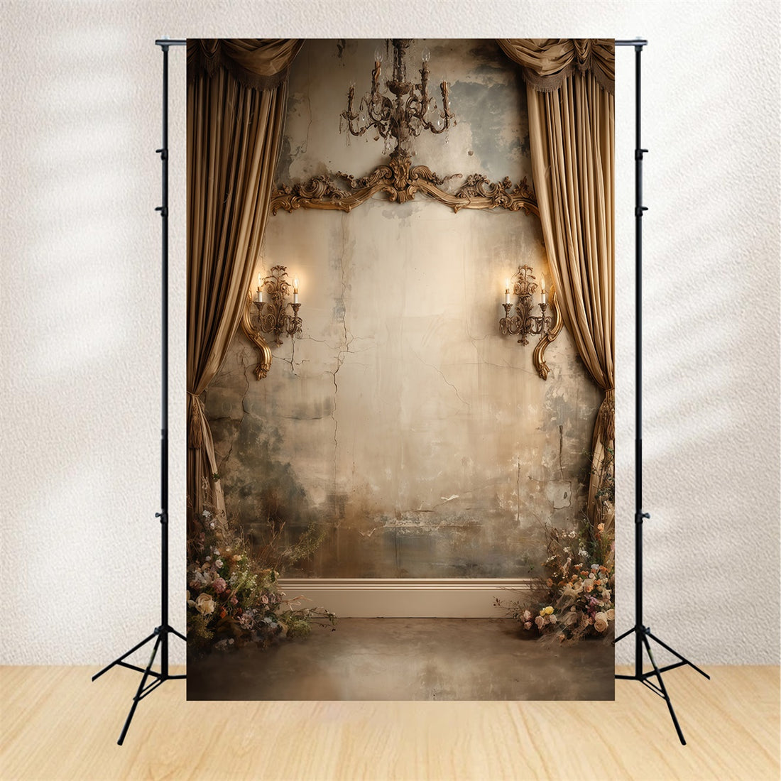 Vintage Wall Backdrop Aged Wall Chandelier Backdrop MRR7-238