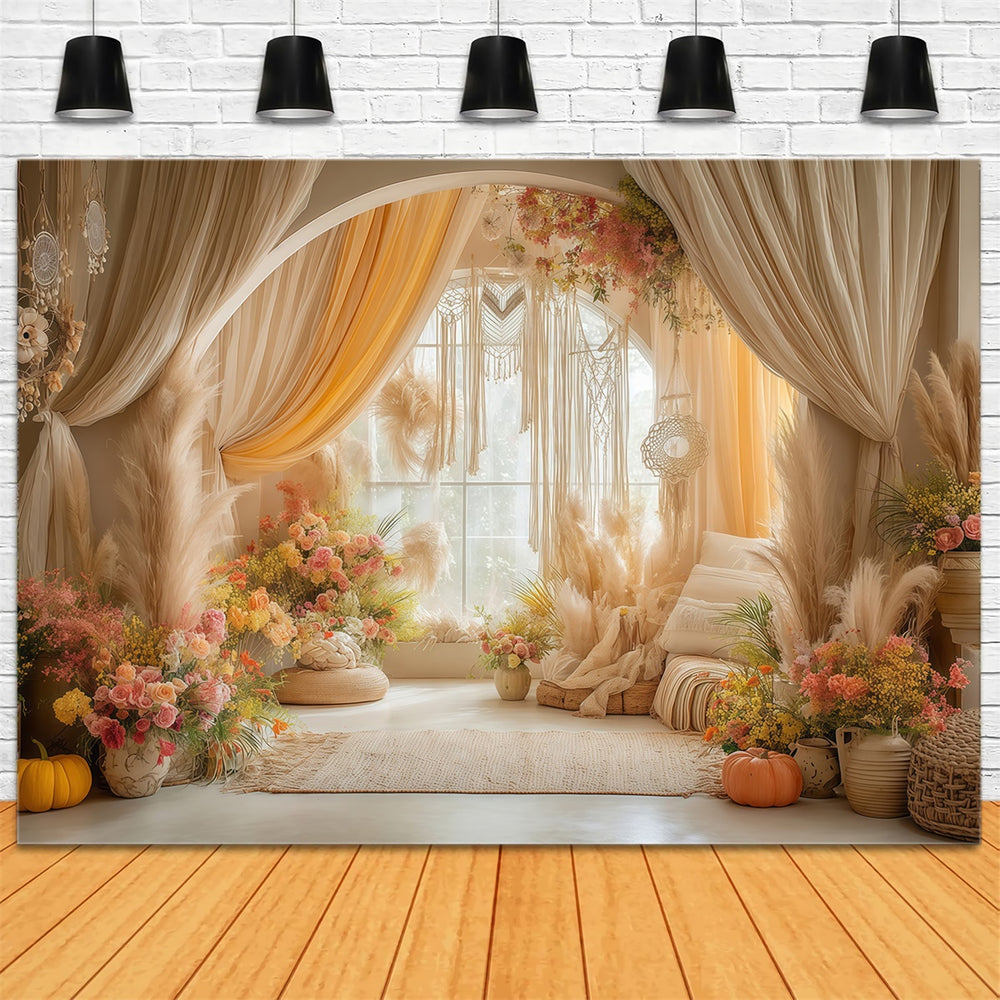 Boho Photography Backdrop Boho Cozy Room Backdrop MRR7-261