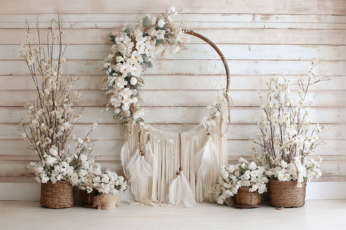 Boho Backdrop Ivory Blossom Dreamcatcher Backdrop MRR7-265