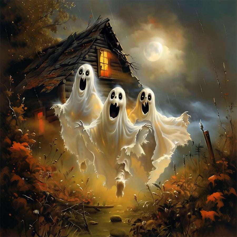 Photography Halloween Backdrop Moonlit Ghost Rush Backdrop MRR7-53