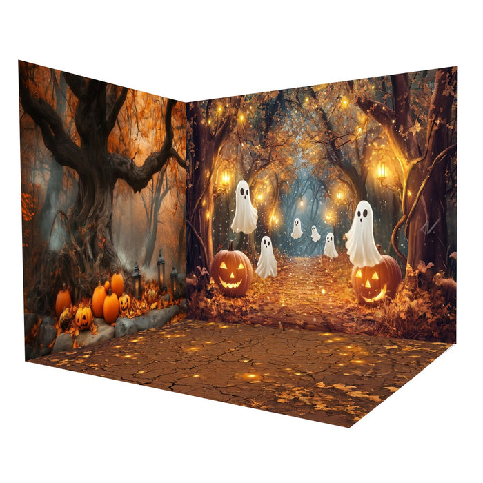 Halloween Backdrop Enchanted Forest Flying Ghosts Backdrop Room Set MR