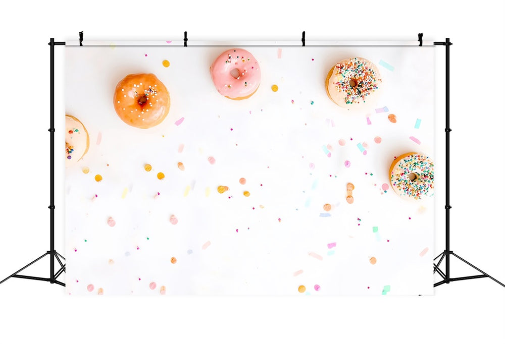 Cake Smash Backdrops Colorful Donuts Sweet Confetti Birthday Backdrop