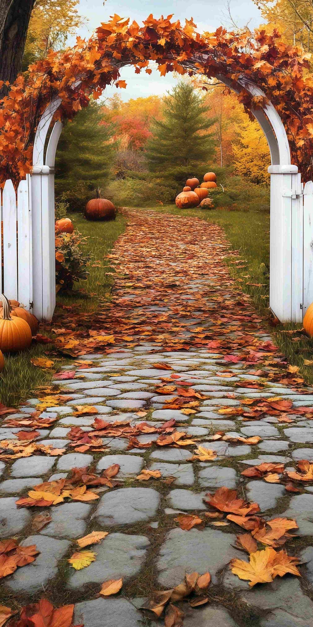 Fall Leaves Backdrop Autumn Gate Archway Leaves Sweep Backdrop MRR8-73