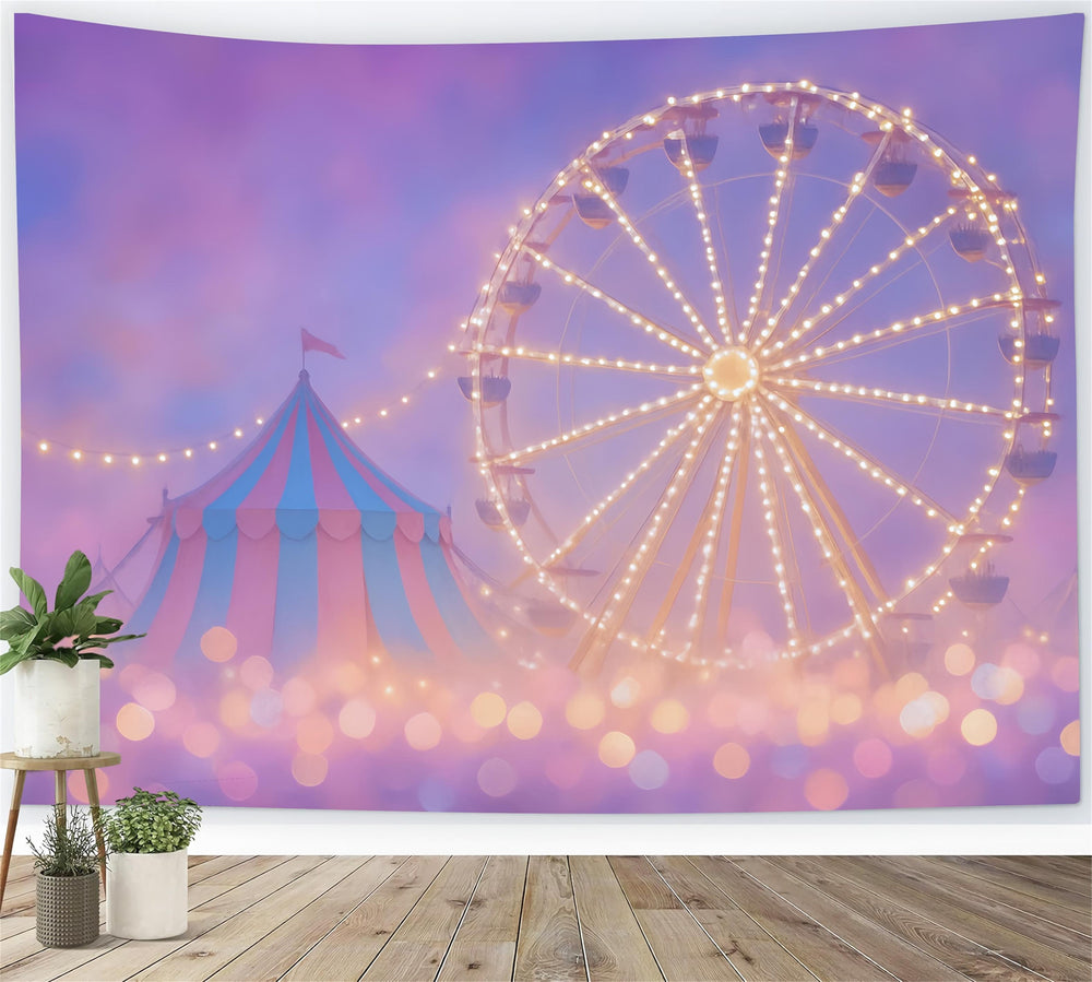 Circus Backdrop Carnival Ferris Wheel Tent Lights Children Backdrops M