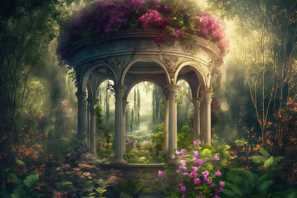 Fine Art Backdrops Enchanted Garden Stone Pavilion Artistic Backdrop M