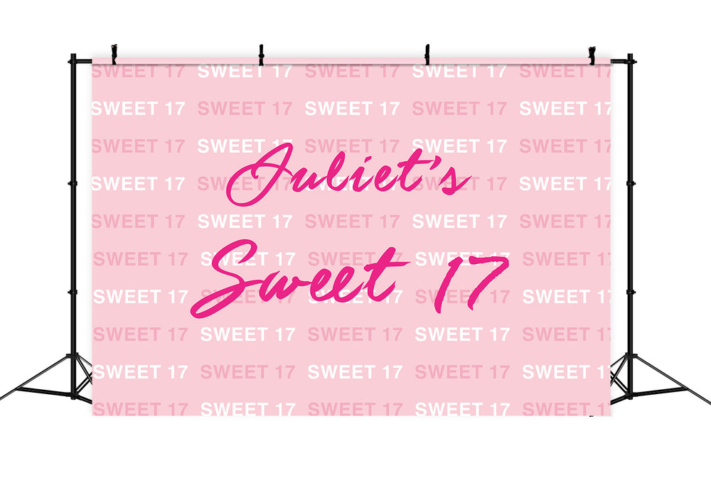 Custom Made Birthday Backdrops Sweet 17 Pattern Pink Backdrop RR12-23