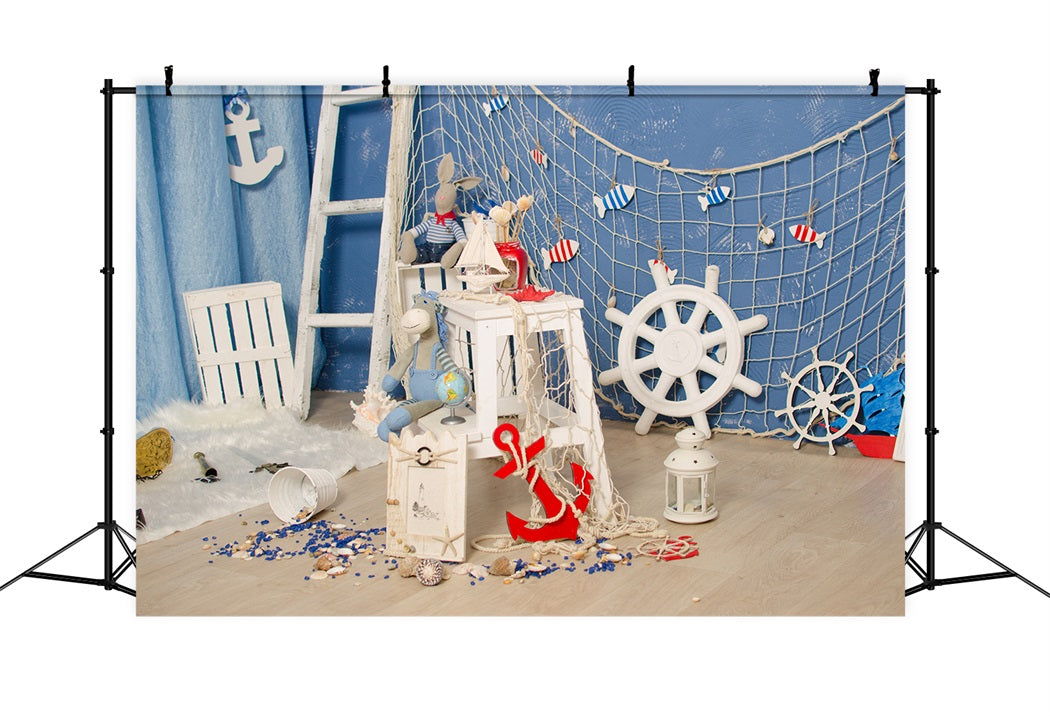 Summer Nautical Style Fishing Net Doll Kids Backdrop RR3-22 – Dbackdrop