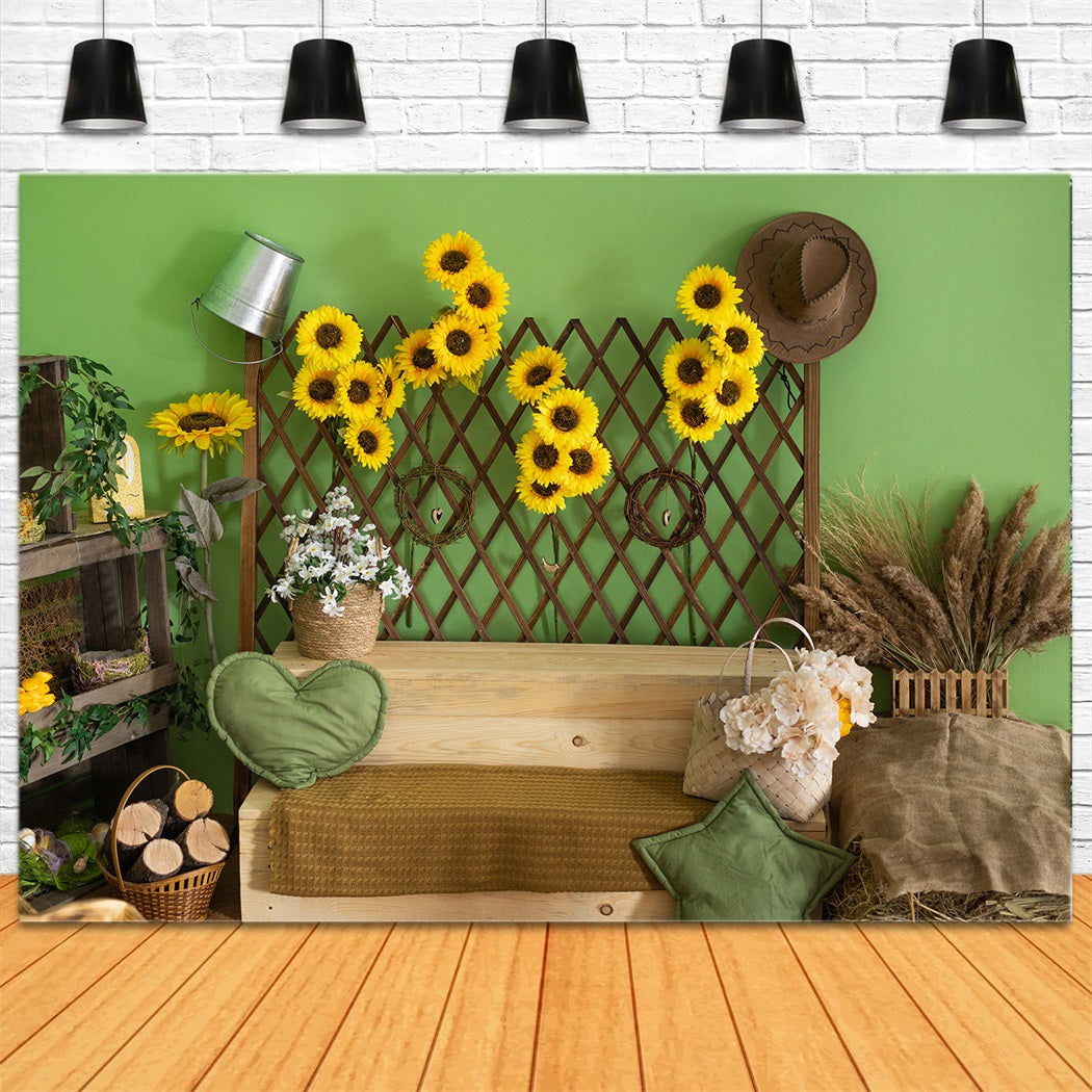 Summer Indoor Sunflower Rustic Backdrop RR3-25 – Dbackdrop