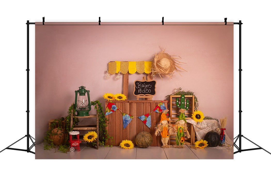 Summer Powder Wall Sunflower Sale Booth Backdrop RR3-26 – Dbackdrop