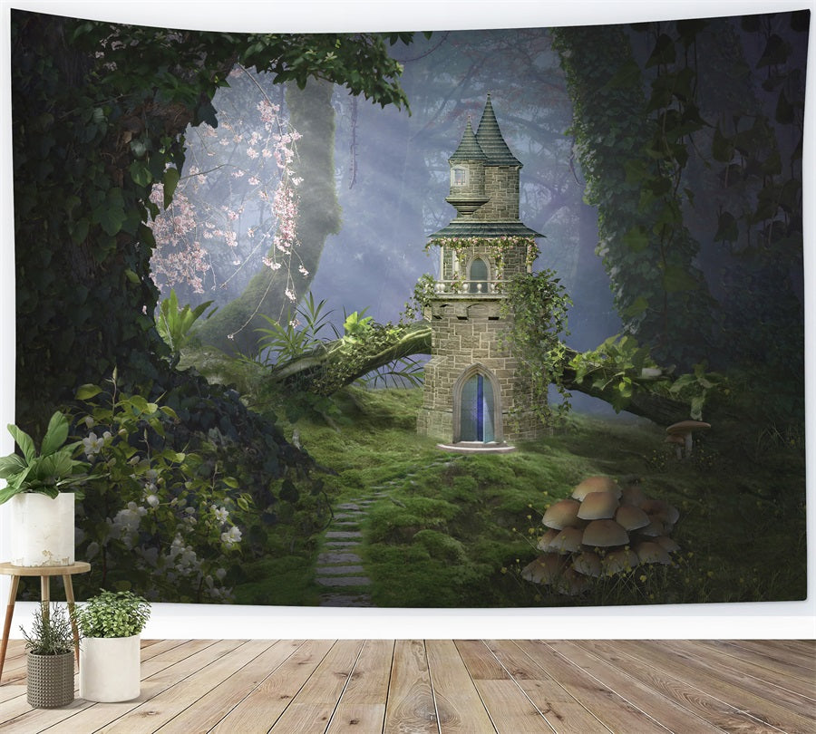 Forest Mushroom Castle Mystery Theme Backdrop RR3-32 – Dbackdrop