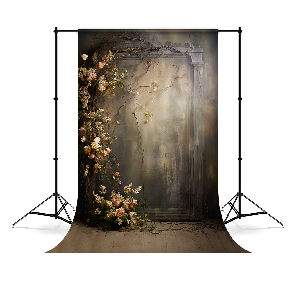 DBackdrop Nostalgic Style Rose Decorative Brown Tone Vintage Wall Back ...