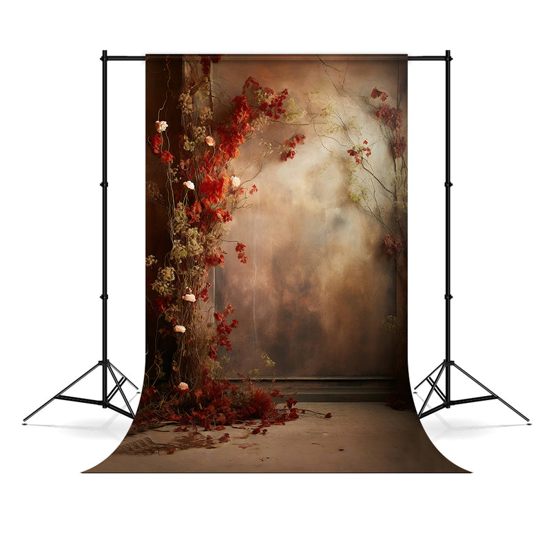 DBackdrop Nostalgic Style Rose Decorative Red Tone Vintage Wall Backdr