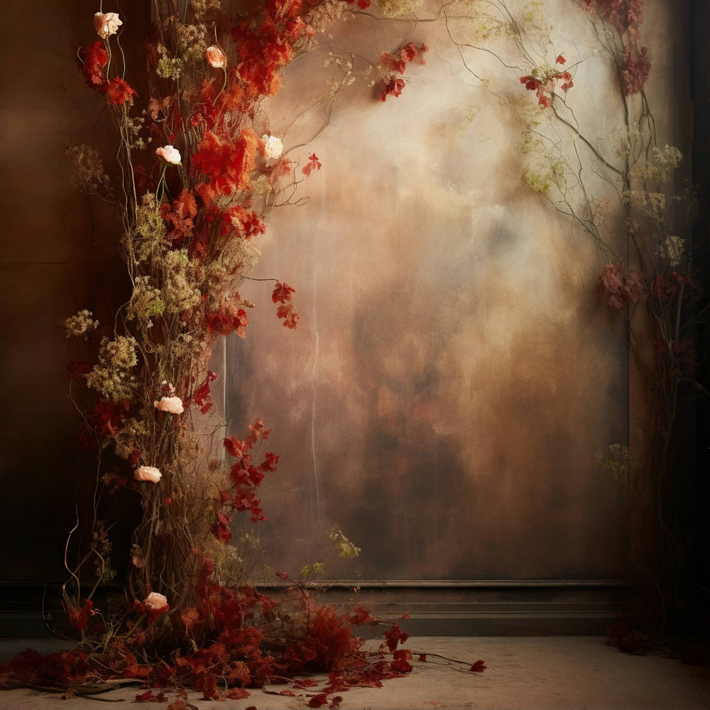 DBackdrop Nostalgic Style Rose Decorative Red Tone Vintage Wall Backdr ...
