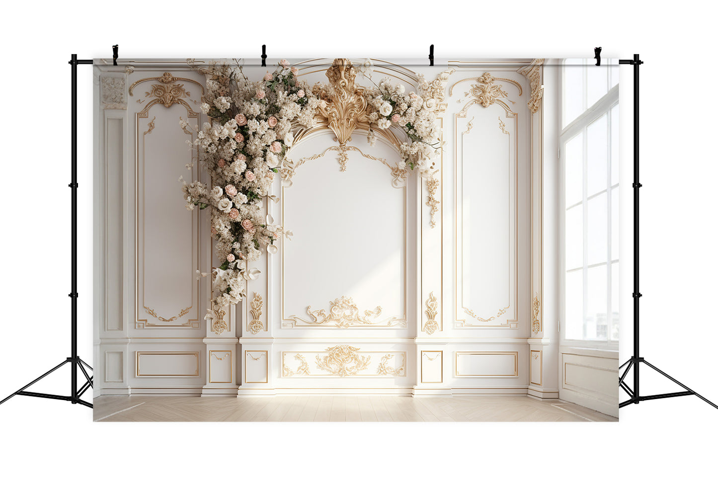 DBackdrop White Vintage Wall Rose Metal Arch Backdrop RR4-23 – Dbackdrop