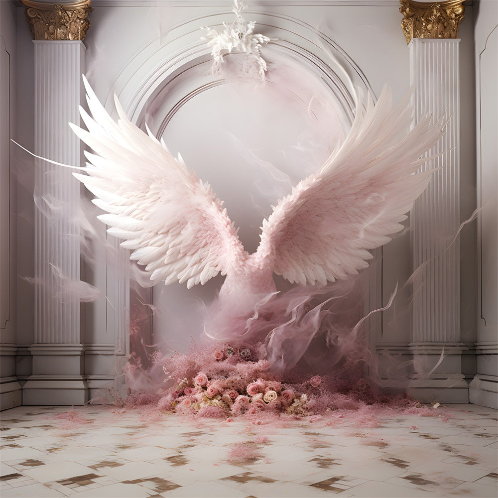 DBackdrop Classic Vintage Wall Pink Angel Wings Backdrop RR4-27 – Dbackdrop