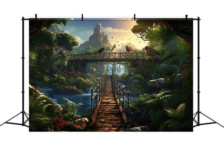 DBackdrop Mystic Forest Bird Hanging Bridge Backdrop RR4-45 – Dbackdrop